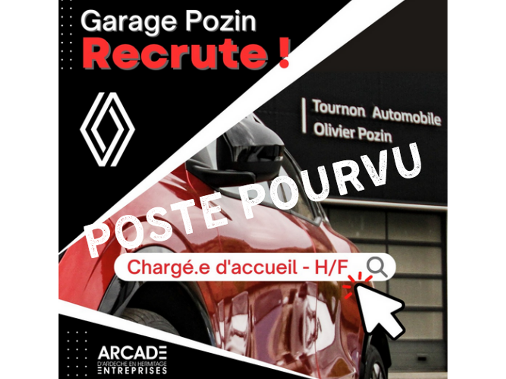 Garage Pozin recherhe un chargé d'accueil (H/F) - Club ARCADE Entreprises